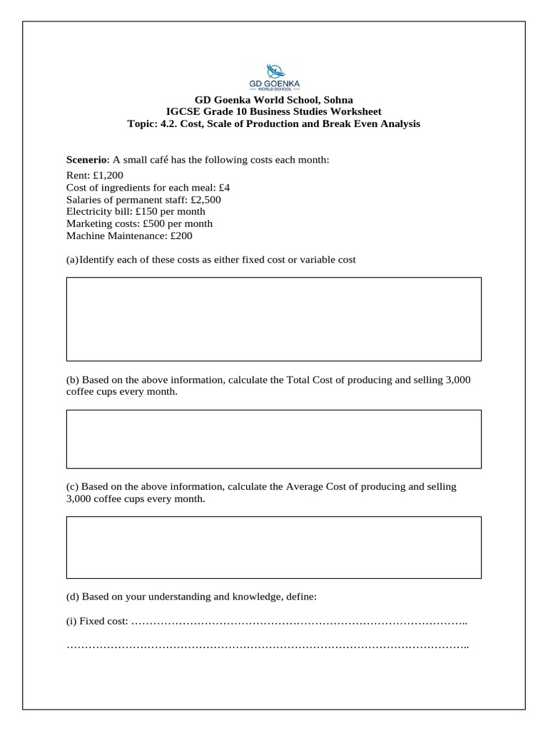 Cost Analysis for Café Operations | PDF