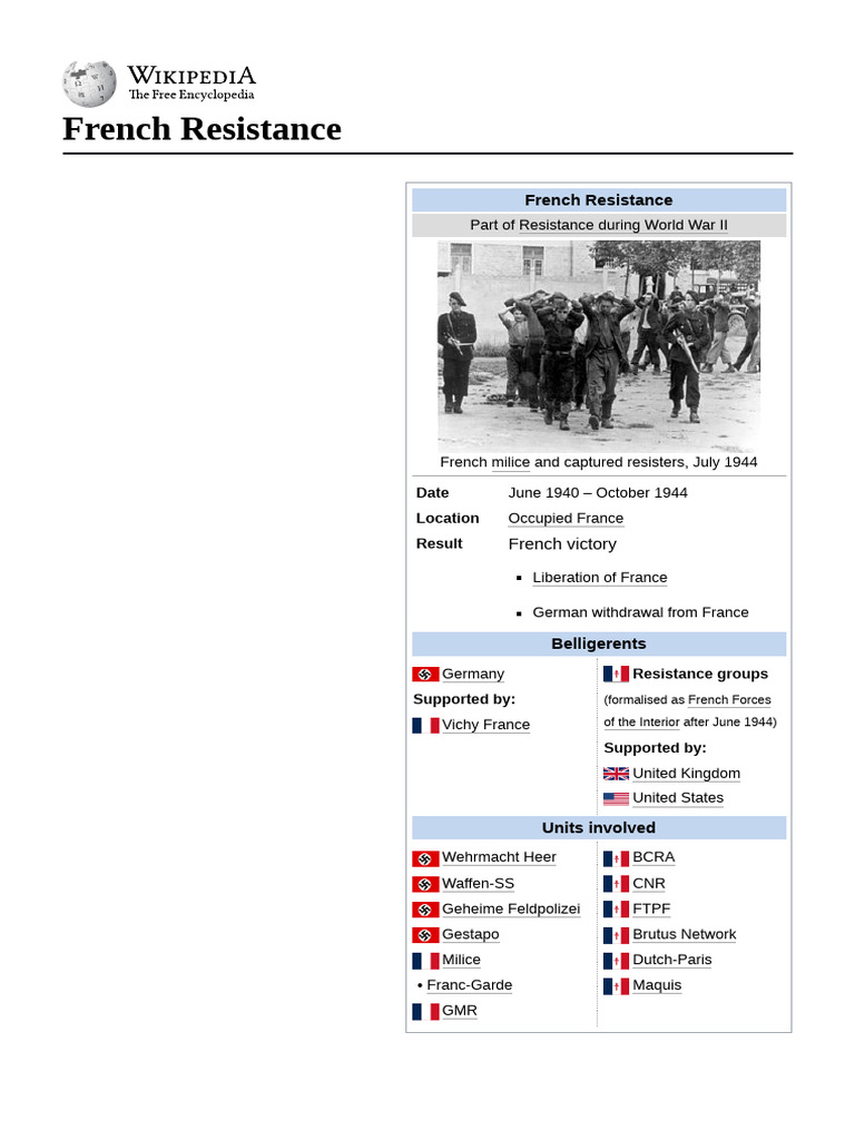 Overview of the French Resistance in WWII | PDF | French Resistance ...