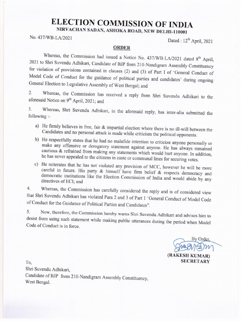 ECI Order SuvenduAdhikar | PDF