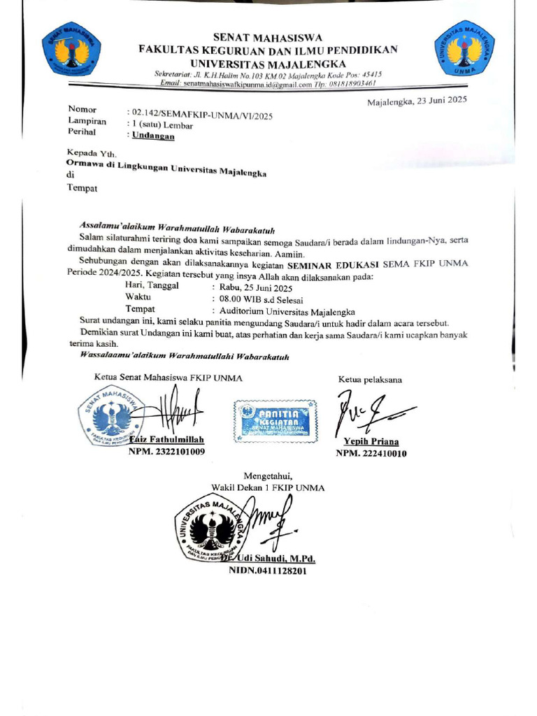 Surat Undangan Ormawa | PDF