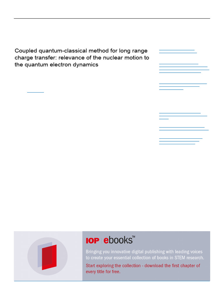 2015 - Coupled Quantum-Classical Method For Long Range Charge Transfer ...