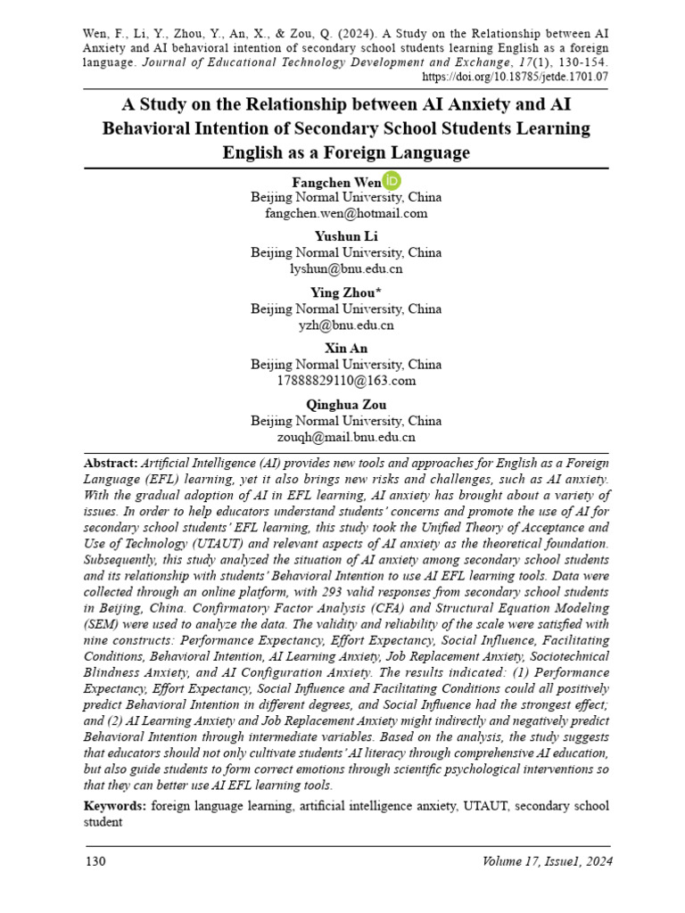 A Study On The Relationship Between AI Anxiety and AI Behavioral ...