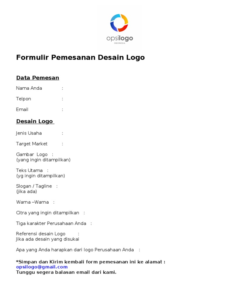 Form Pemesanan Desain Logo | PDF