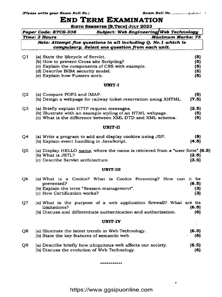 WT Previous Year QP | PDF