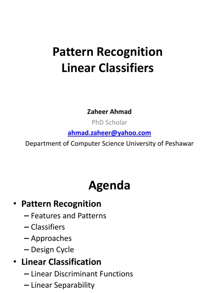 Pattern Recognition Linear Classifier by Zaheer Ahmad | PDF ...