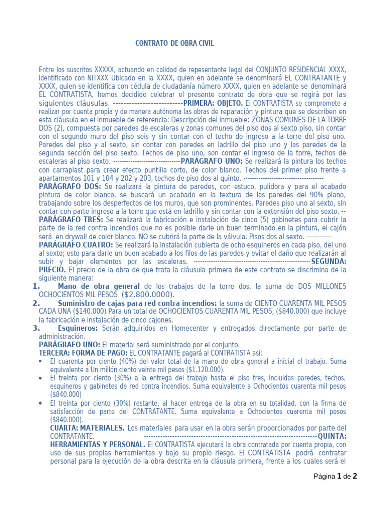 Contrato de Obra Civil para Pintura | PDF