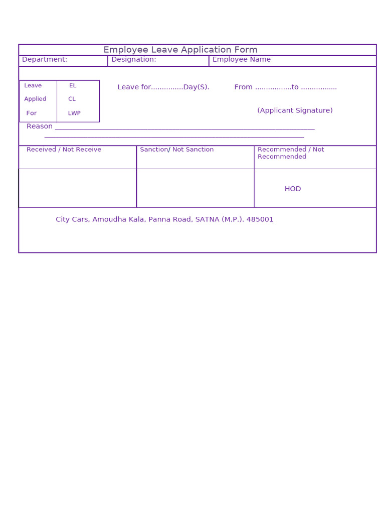 Employee Leave Application Form | PDF