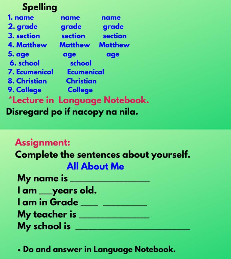 Grade 1 Language | PDF