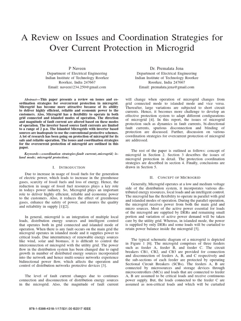 P Naveen 2017 A Review On Issues and Coordination Strategies For Over Current Protection in ...