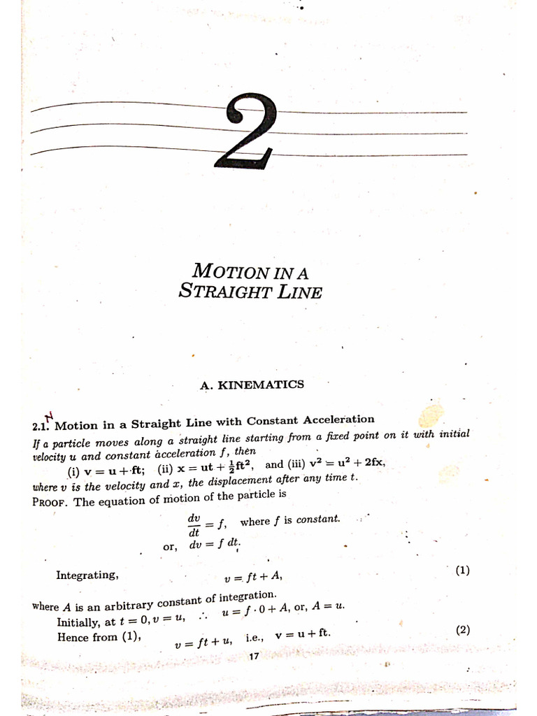 Motion in Straight Line | PDF