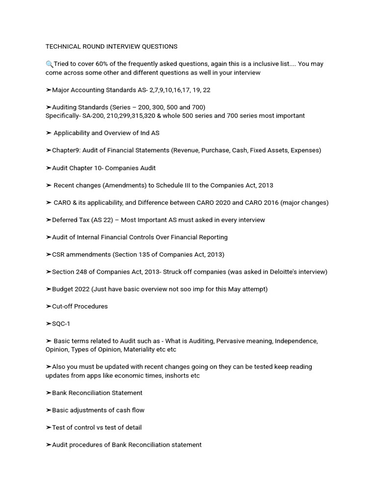 Statutory Audit Interview Coverage | PDF