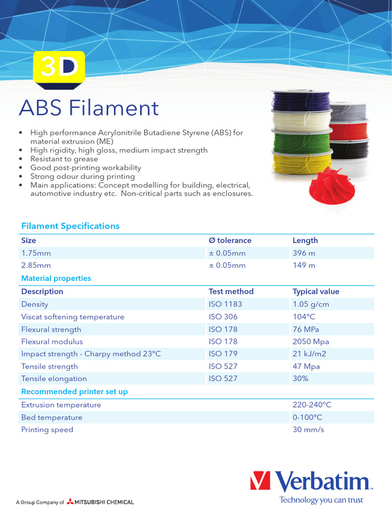 Especificaciones Tecnicas Abs Verbatim | PDF