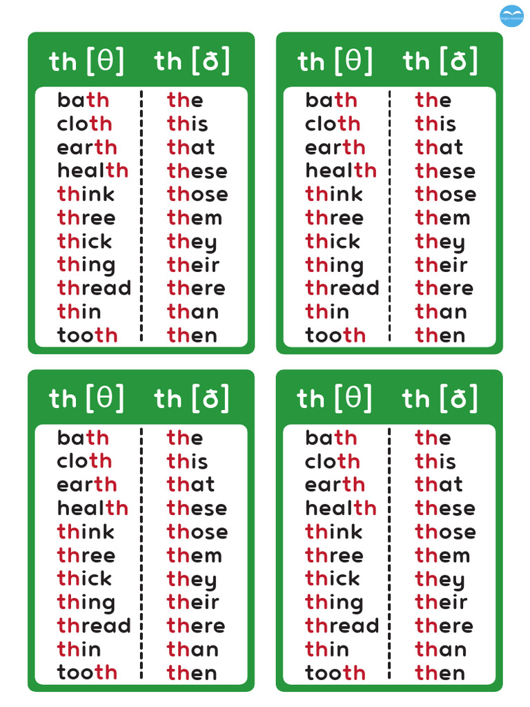 TH Sound Words List | PDF