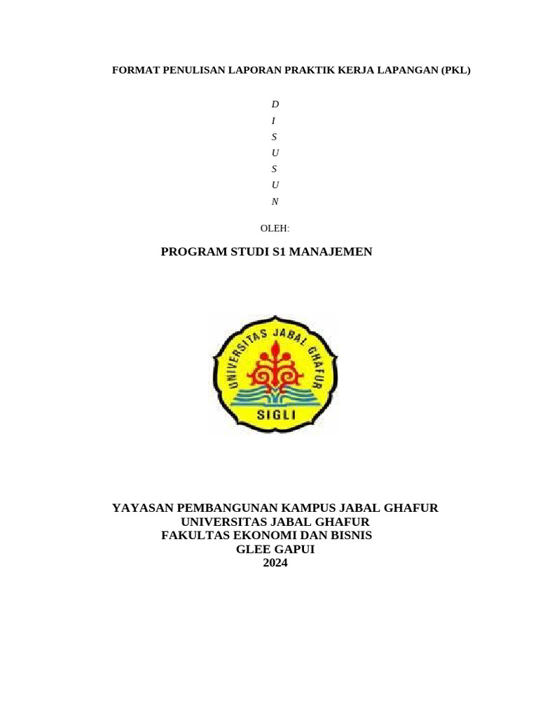 Format Laporan PKL S1 Manajemen | PDF