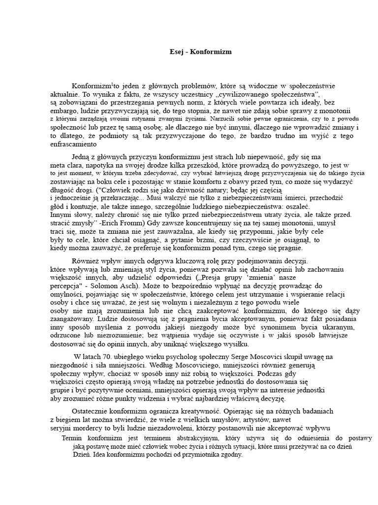Esej - Konformizm | PDF
