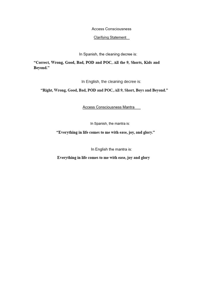 Access Consciousness | PDF