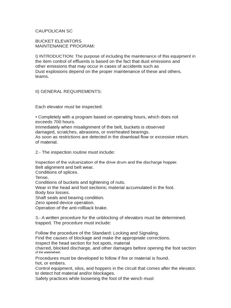 Maintenance of Bucket Elevators | PDF | Elevator | Bearing (Mechanical)