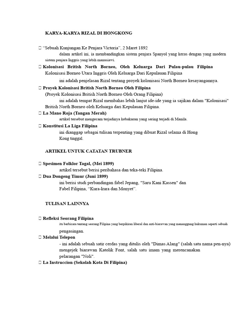 Karya Rizal di Hongkong: Analisis dan Puisi | PDF