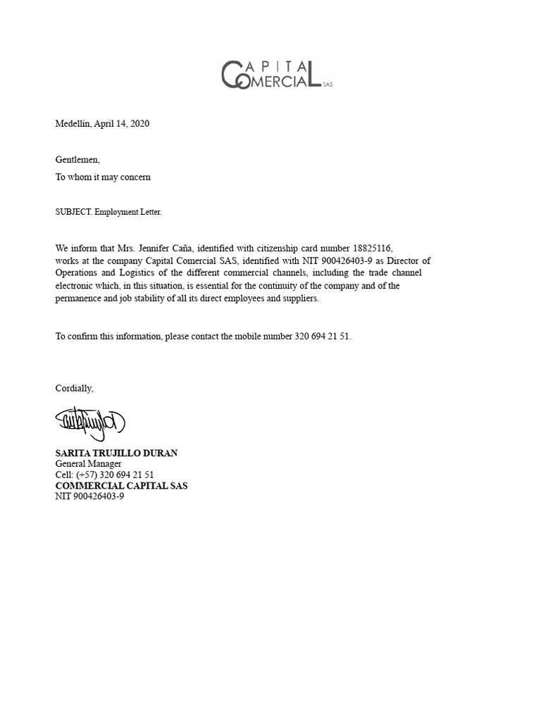 Mobility Permit Letter PDF | PDF