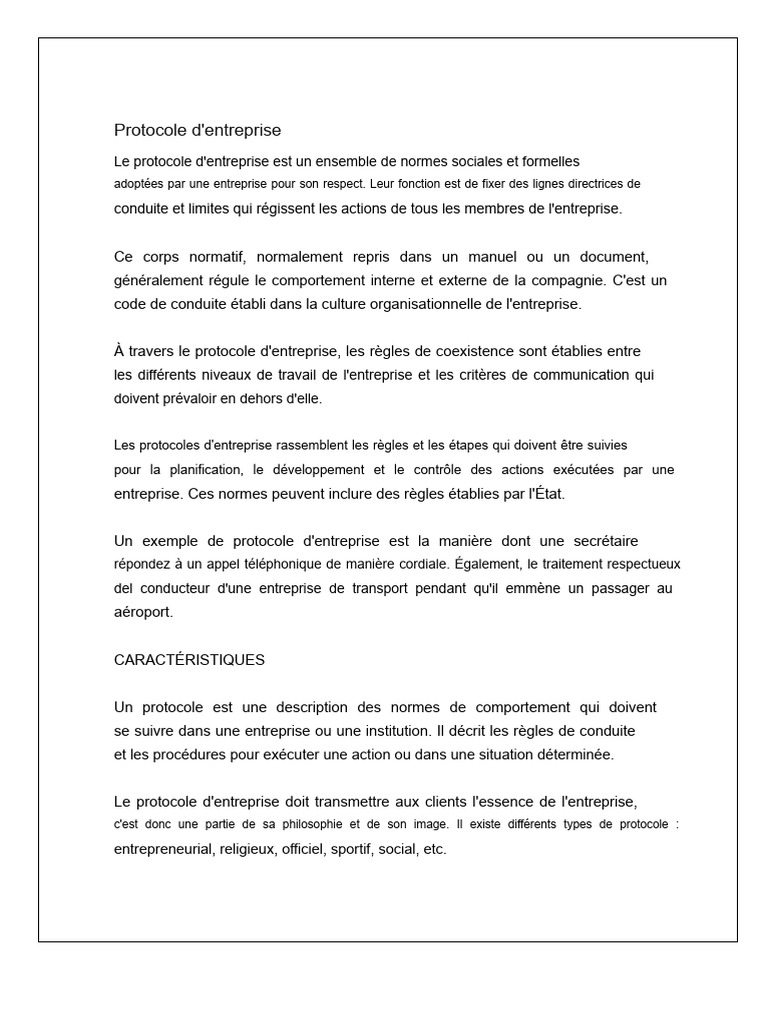 Protocole d'entreprise : normes et pratiques | PDF | Communication non ...
