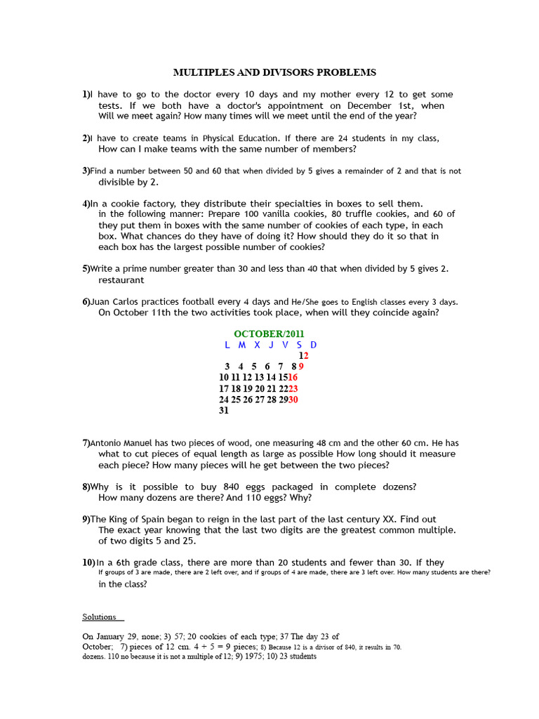 Multiples and Divisors Problems | PDF | Discrete Mathematics | Mathematics