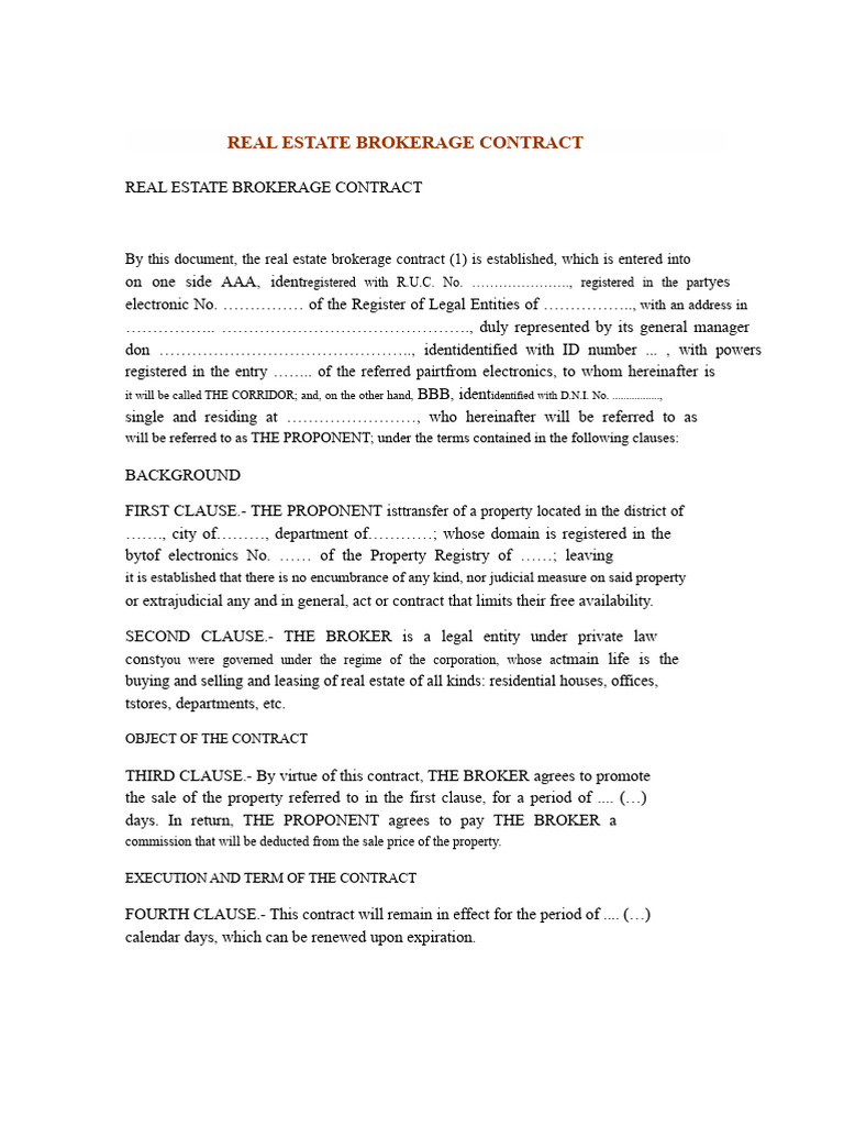 Real Estate Brokerage Contract | PDF | Arbitration | Private Law