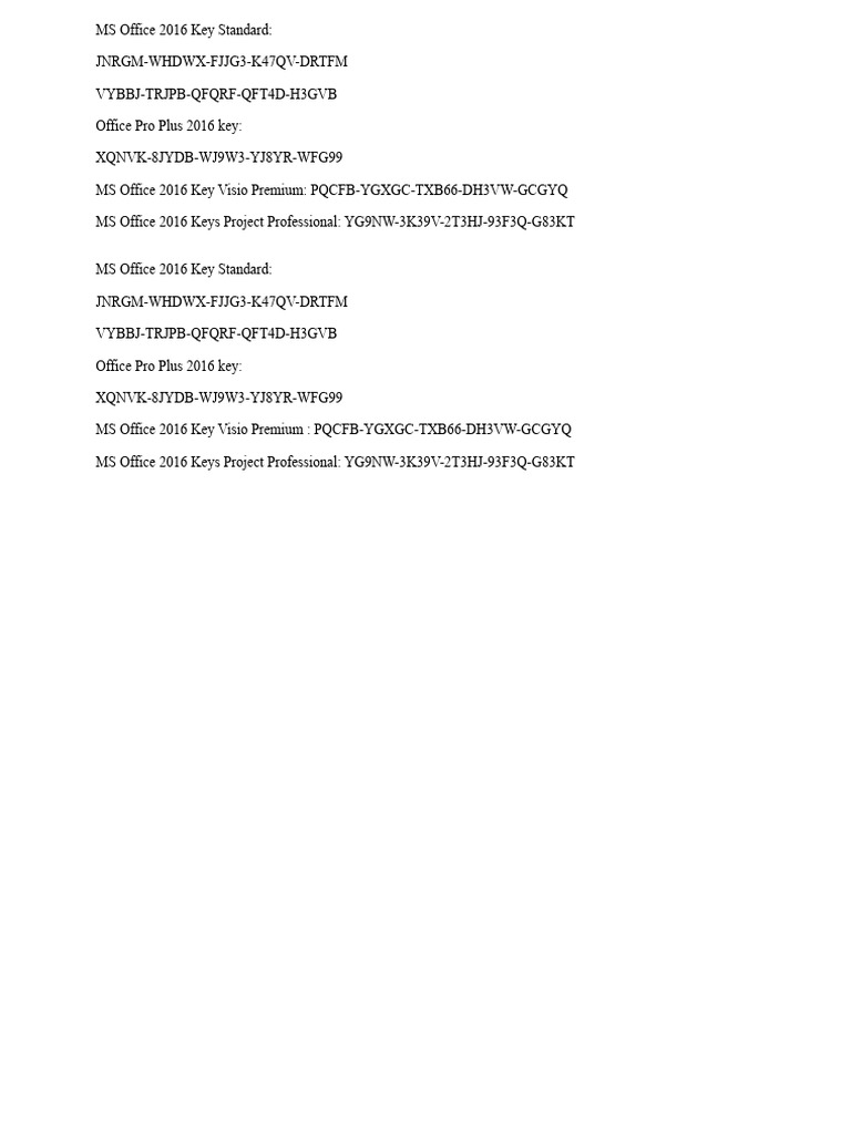 Office 2016 Activation Keys List | PDF