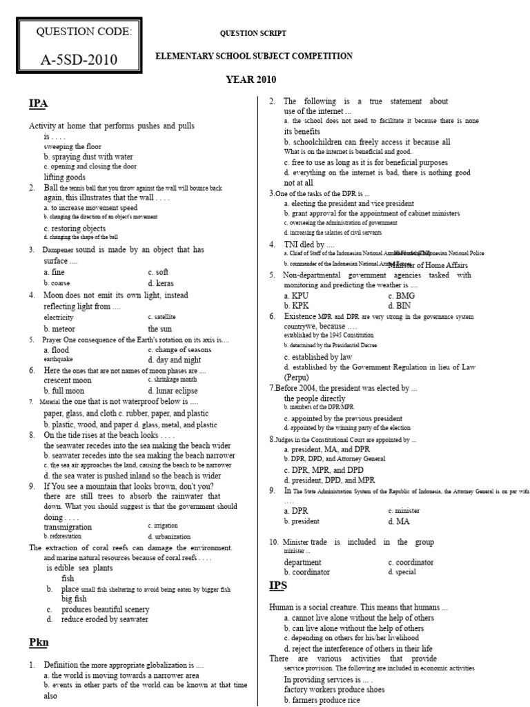 Script For The Subject Competition For 5th Grade Elementary School ...