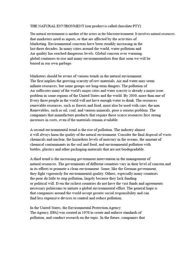 Environmental Trends Impacting Marketing | PDF | Pepsi Co | Pollution