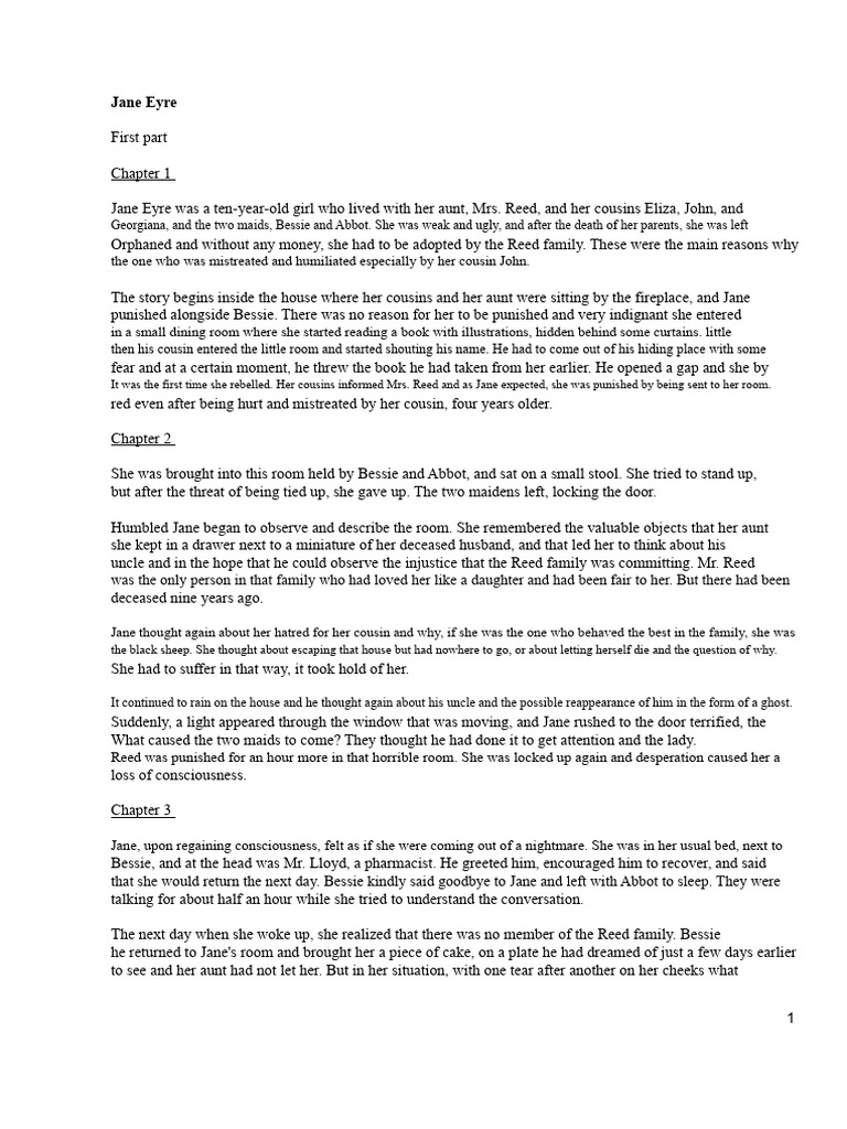 Jane Eyre - Chapter Summary | PDF | Jane Eyre