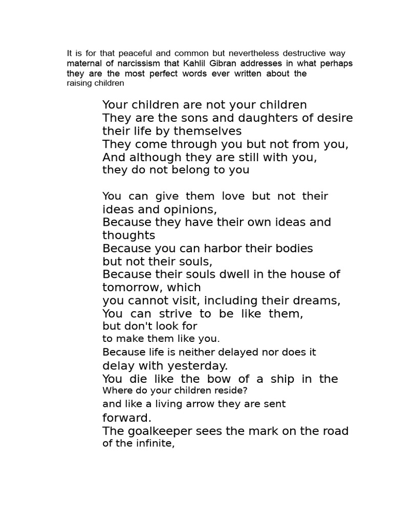 Gibran on Parenting and Freedom | PDF