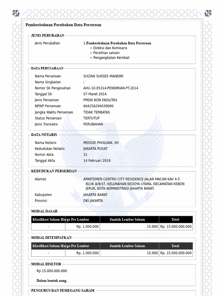 DETAIL PKS PT-SULTAN SUKSES MANDIRI | PDF