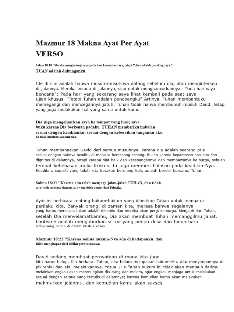 Mazmur 18 Arti Ayat Demi Ayat - 2 | PDF