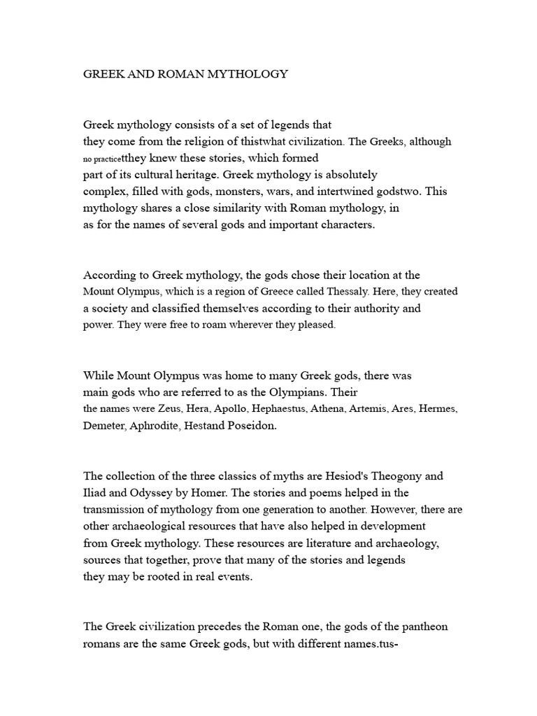 Greek and Roman Mythology Overview | PDF