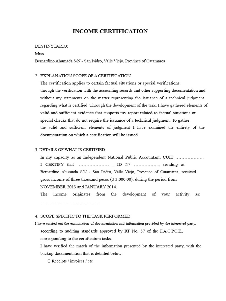 Income Certification Model RT 37 | PDF