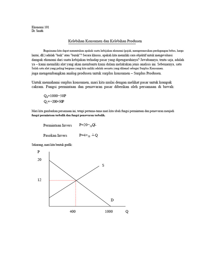 Surplus Konsumen dan Produsen dalam Ekonomi | PDF