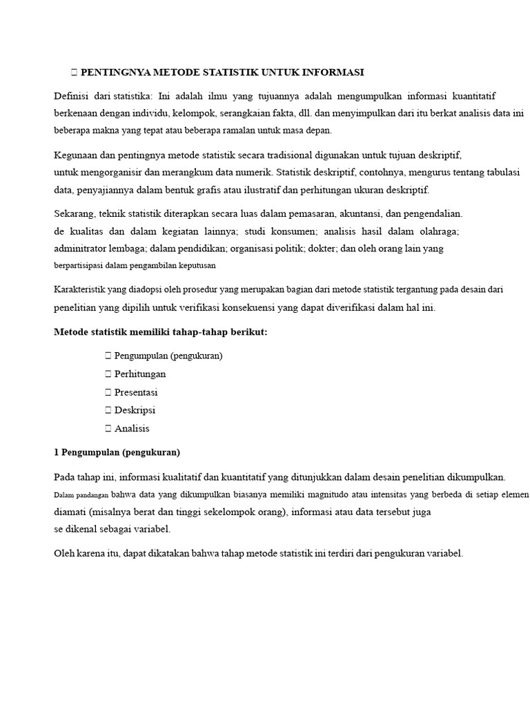Pentingnya Metode Statistik Informasi | PDF