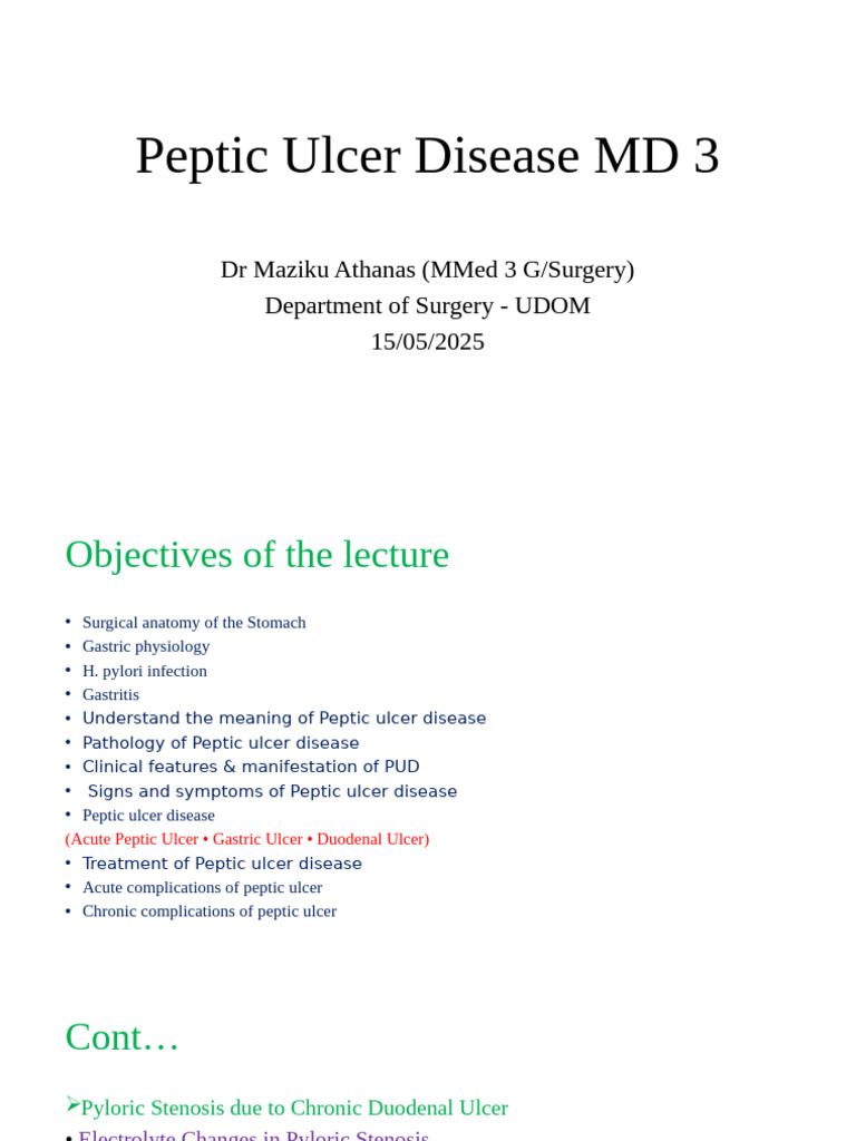 Peptic Ulcer Disease MD 3 | PDF | Stomach | Gastroenterology