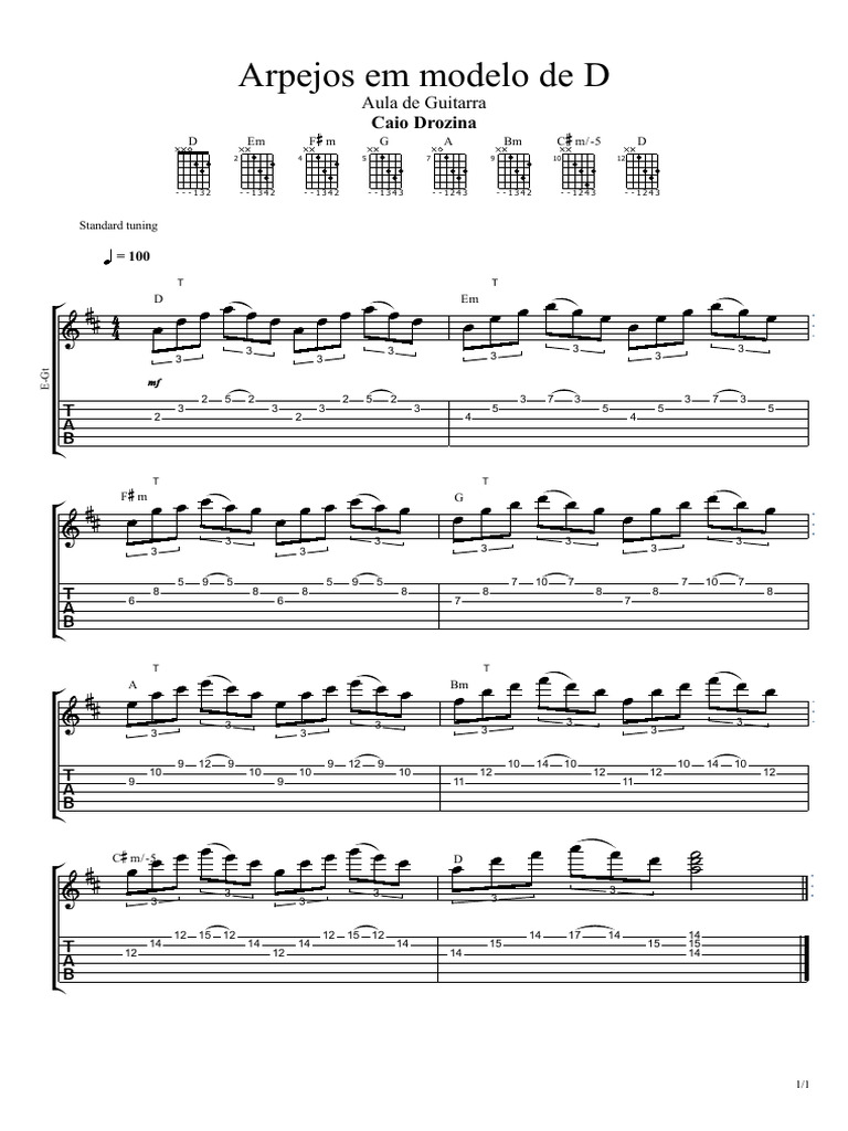 Arpejos em modelo de D | PDF