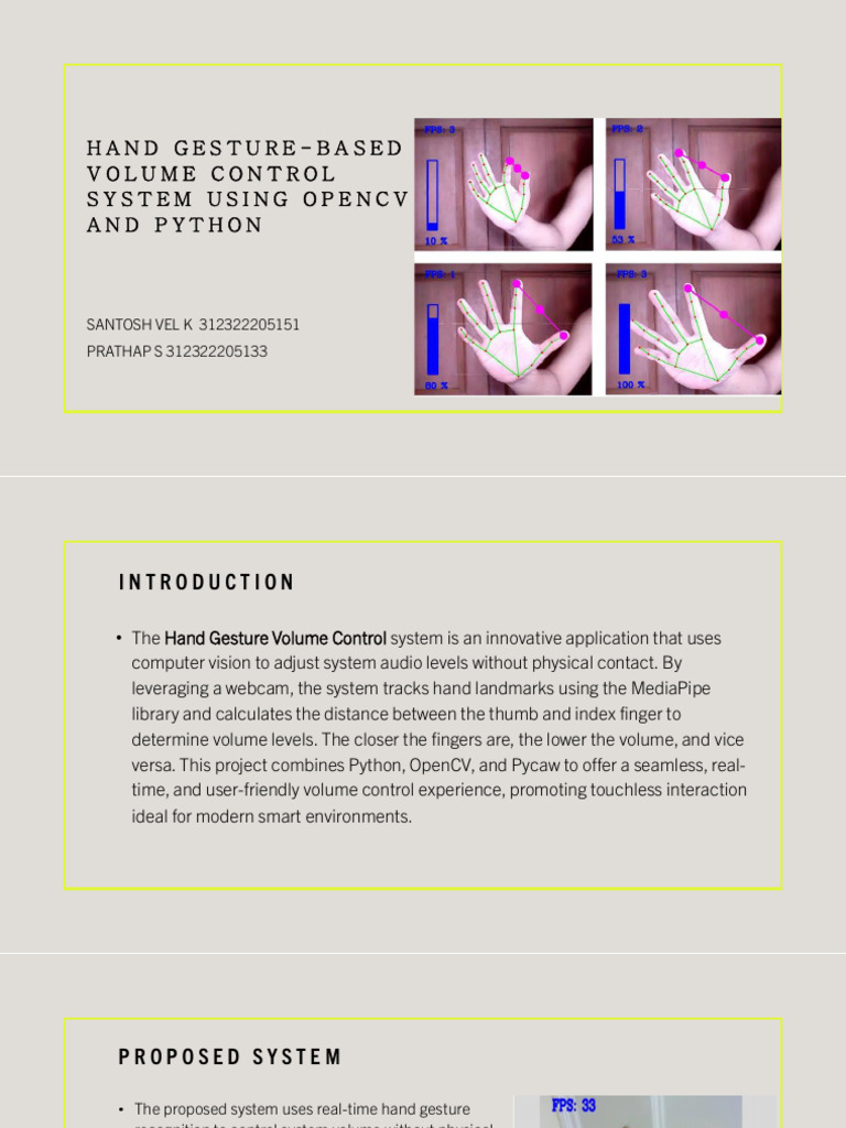 Hand Gesture-Based Volume Control System Using Opencv and Python | PDF
