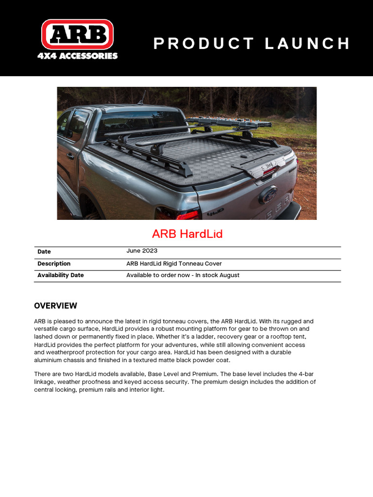 ARB HardLid Tonneau Cover Overview | PDF | Wheeled Vehicles ...