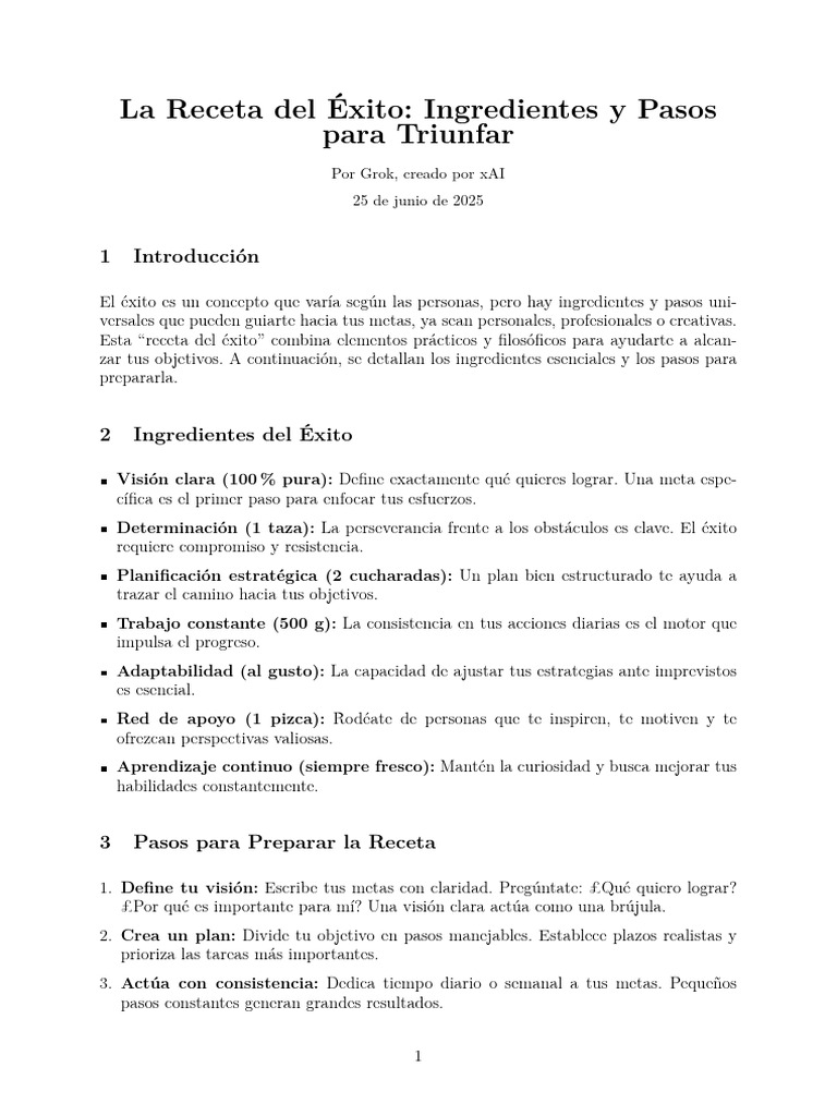 Receta del Éxito: Ingredientes Clave | PDF | Planificación estratégica ...