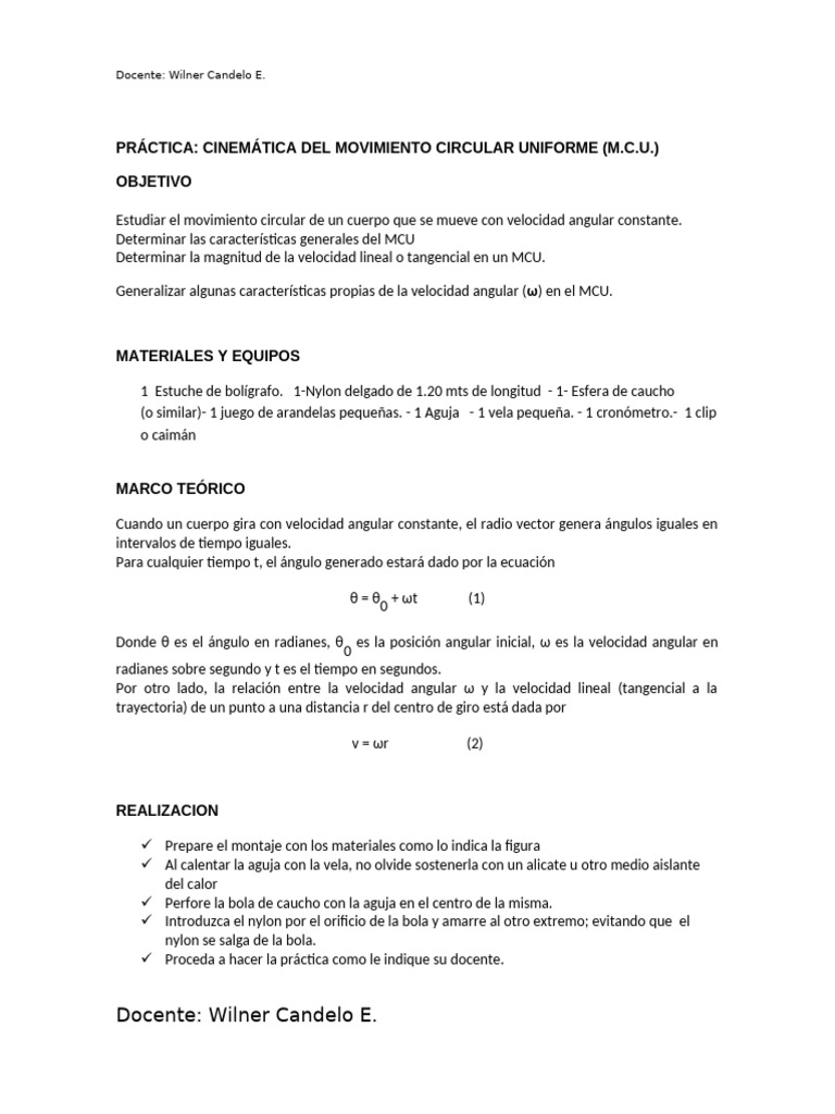 Práctica Lab Mcu | PDF | Velocidad | Cinemática