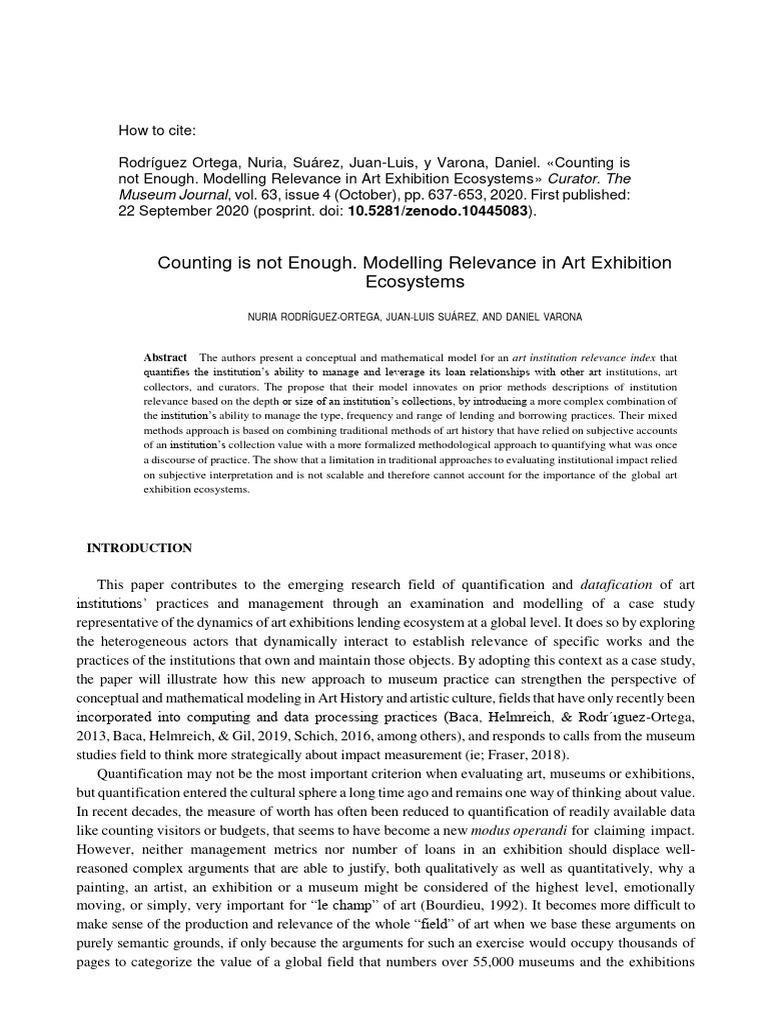 Art Exhibition Relevance Modeling | PDF | Knowledge | Relevance