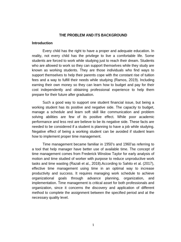 Final 2022 2023 Time Management of Working Grade 12 Student of Dihs ...