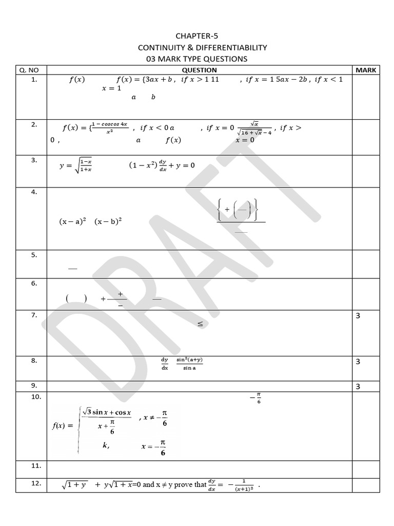 3 Mark Type (Continuity & Differentiability) | PDF | Chess Theory | Chess