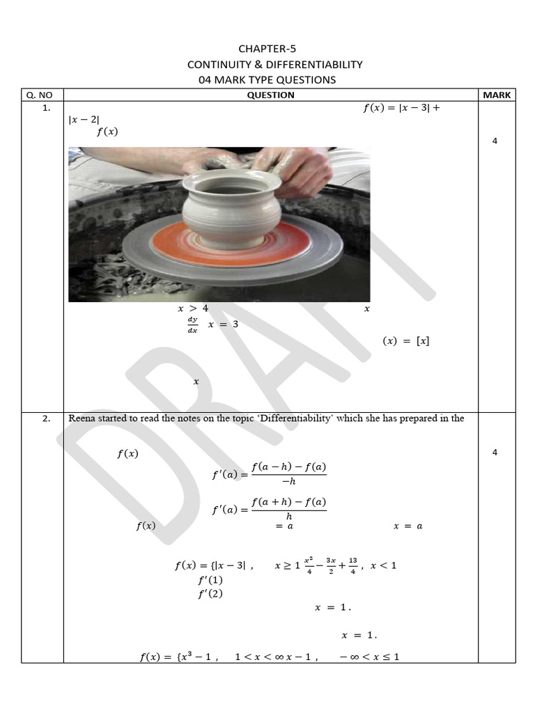 4 Mark Type (Continuity & Differentiability) | PDF | Derivative | Function (Mathematics)