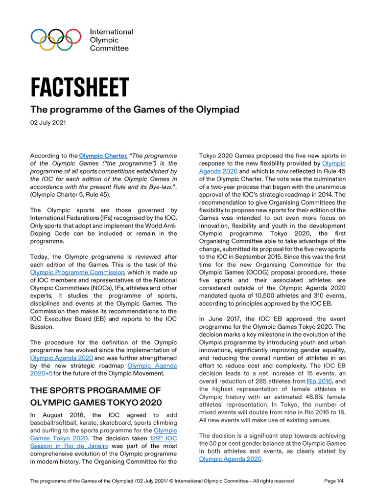 The Programme of The Games of The Olympiad | PDF