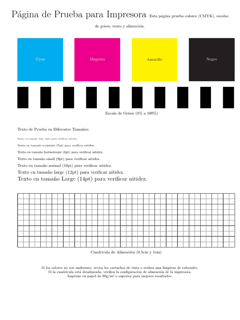 Página de Prueba de Impresión a Color | PDF