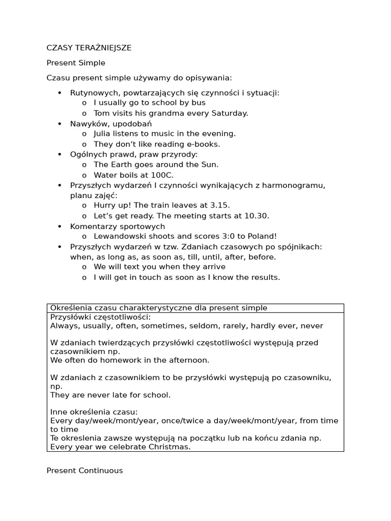 Czasy Teraźniejsze | PDF